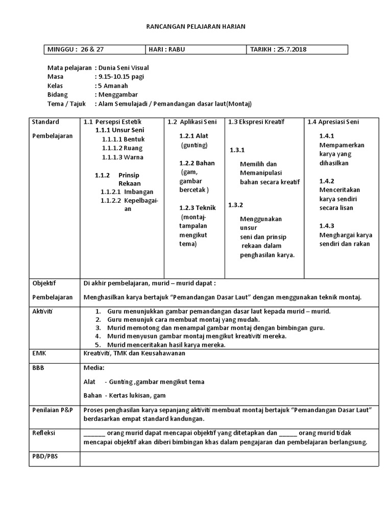 RPH PSV Tahun 5 | PDF