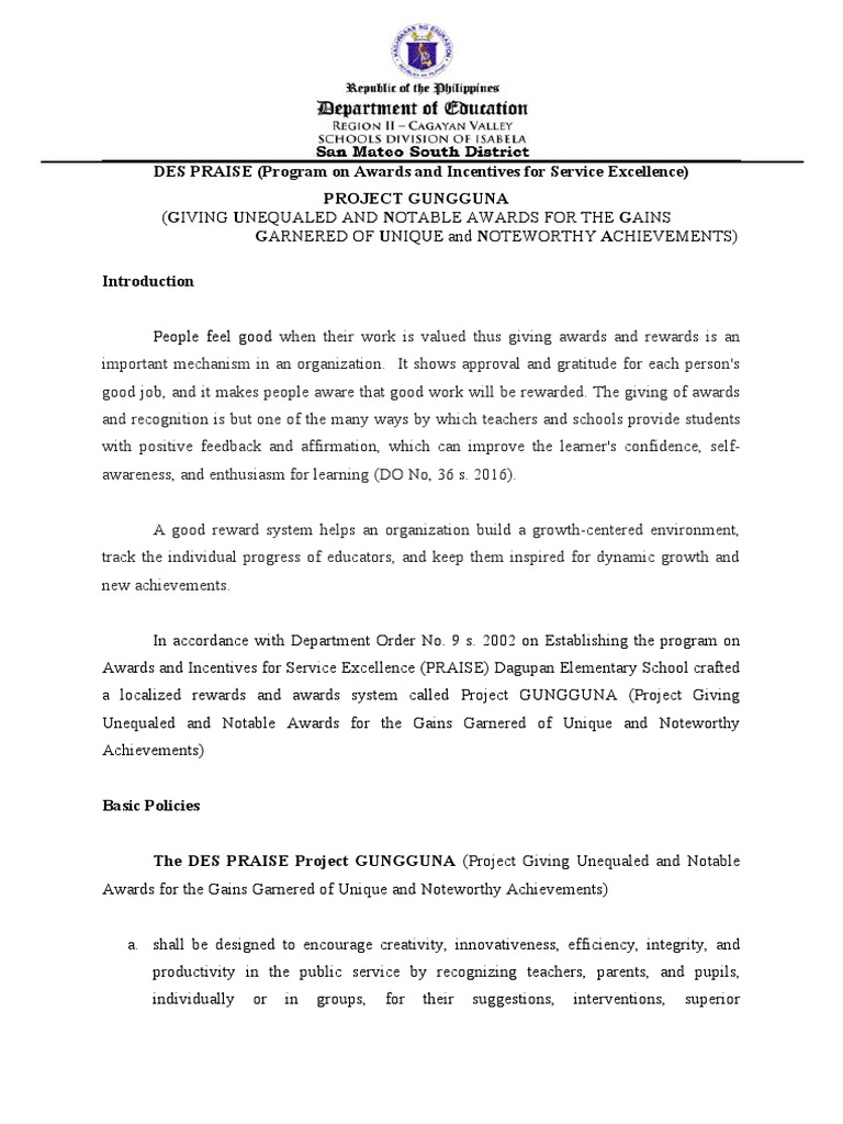 Customised School Level Rewards and Recognition System | PDF | Teachers ...