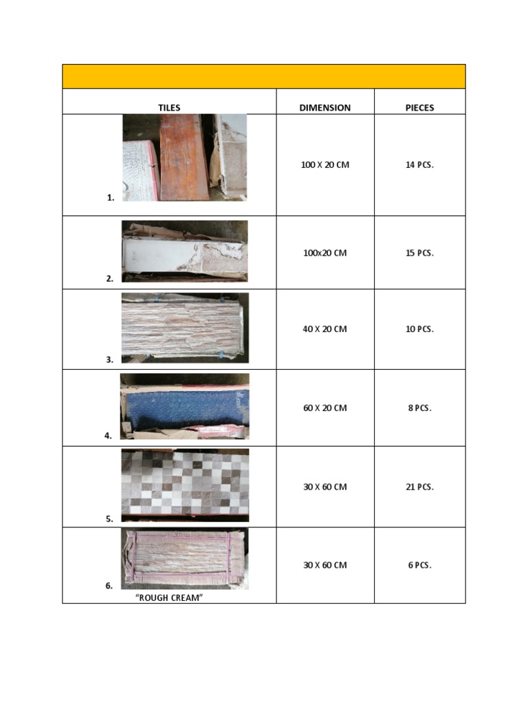 INVENTORY - TILES | PDF | Grey | Color