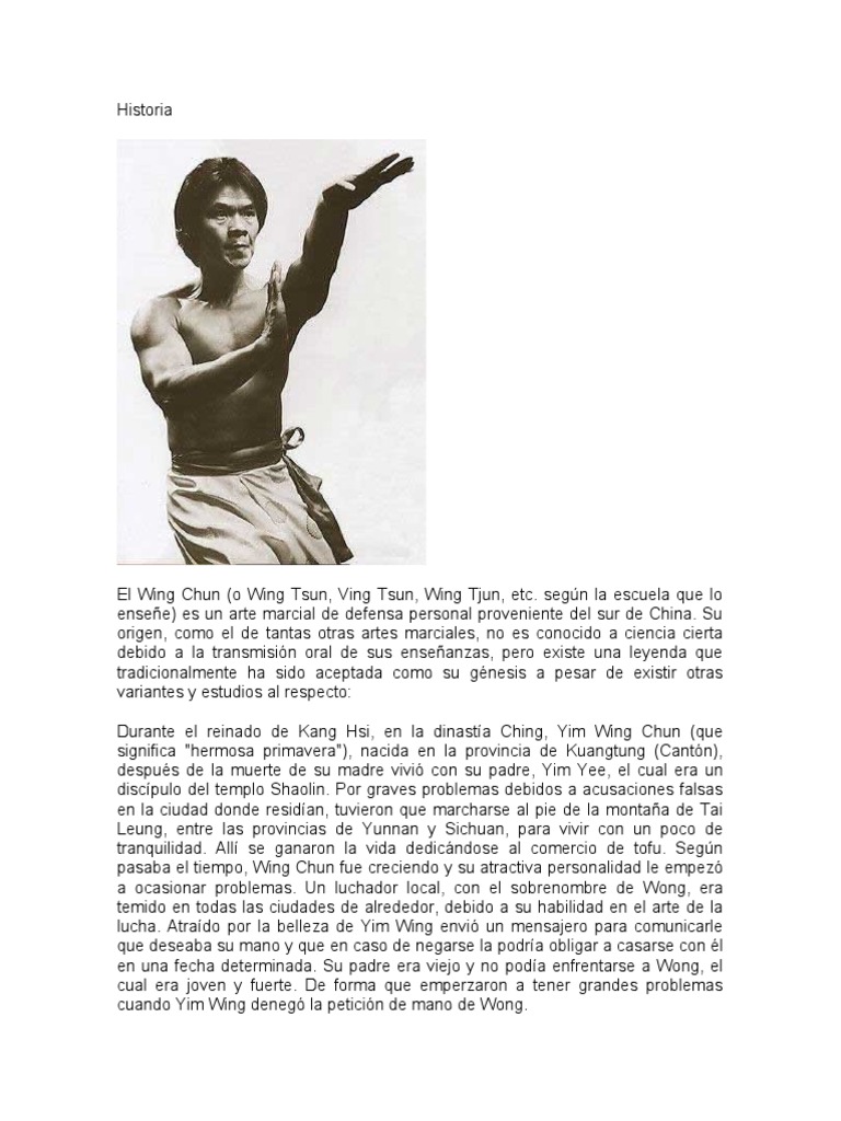 Historia Del Wing Chun | PDF | Wing Chun | Artes marciales chinas