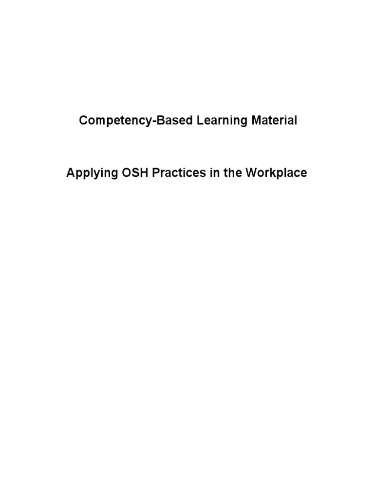 Basic Competency 4 - Practice Occupational Health and Safety Procedures | PDF | Personal ...