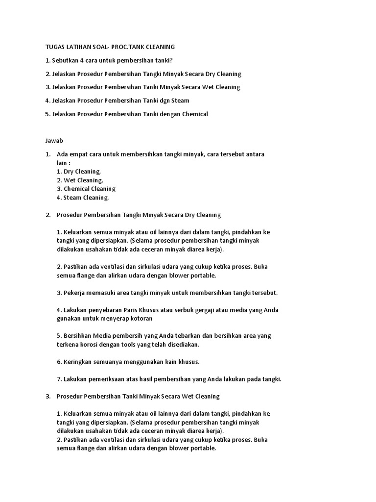 22.1 Procedure Tank Cleaning | PDF