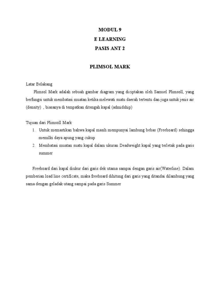 "Plimsoll Mark: Fungsi dan Aplikasi" | PDF | Perjalanan