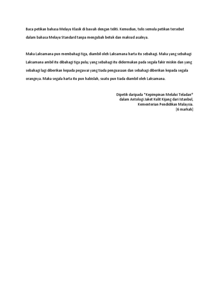 Bahasa Standard Latihan Bahasa Melayu Standard Pdf