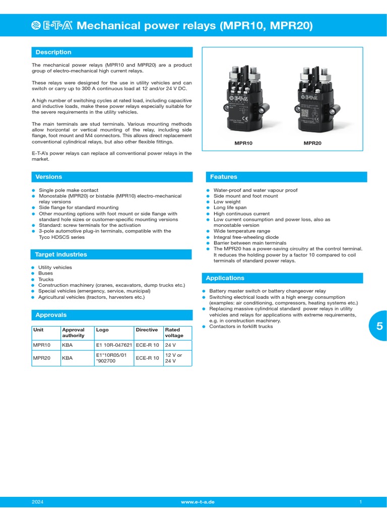 Mechanical Power Relays for Utility Vehicles: Detailed Specifications ...