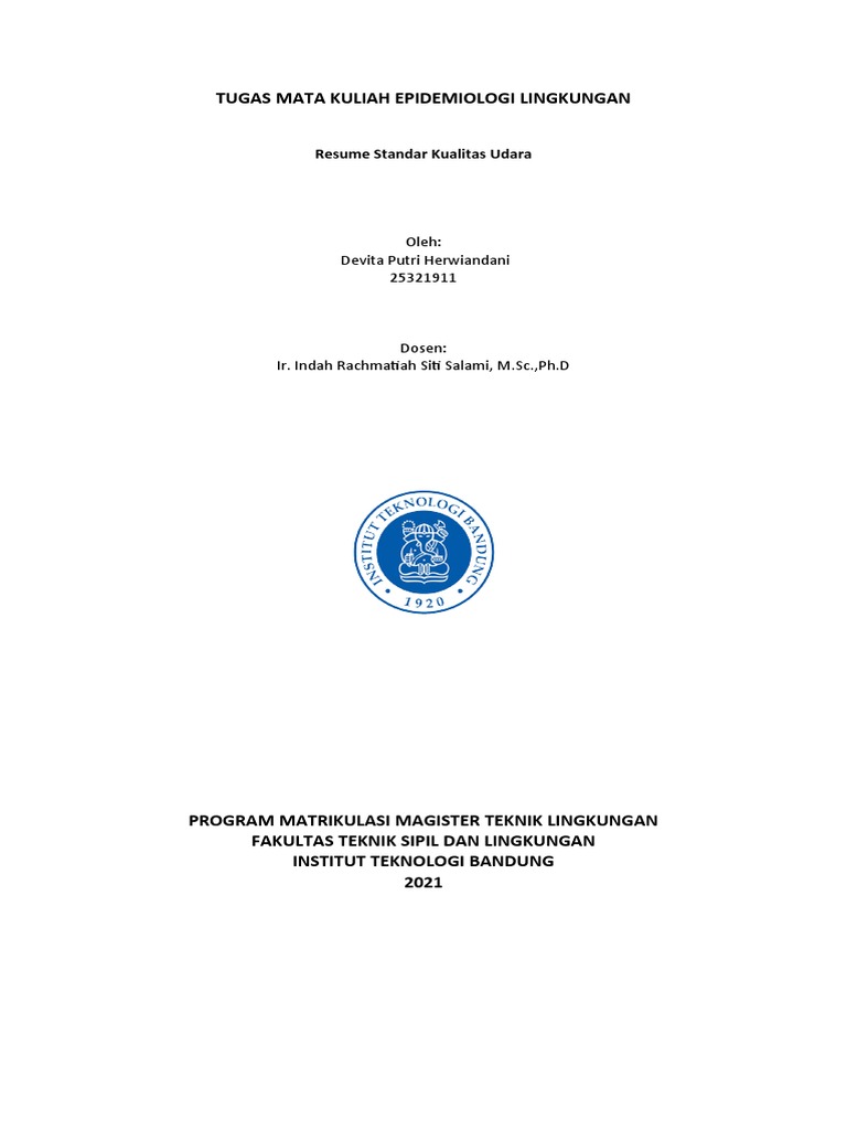 Devita Putri H - 25321911 - Tugas 1 Epidemiologi - Kualitas Udara | PDF