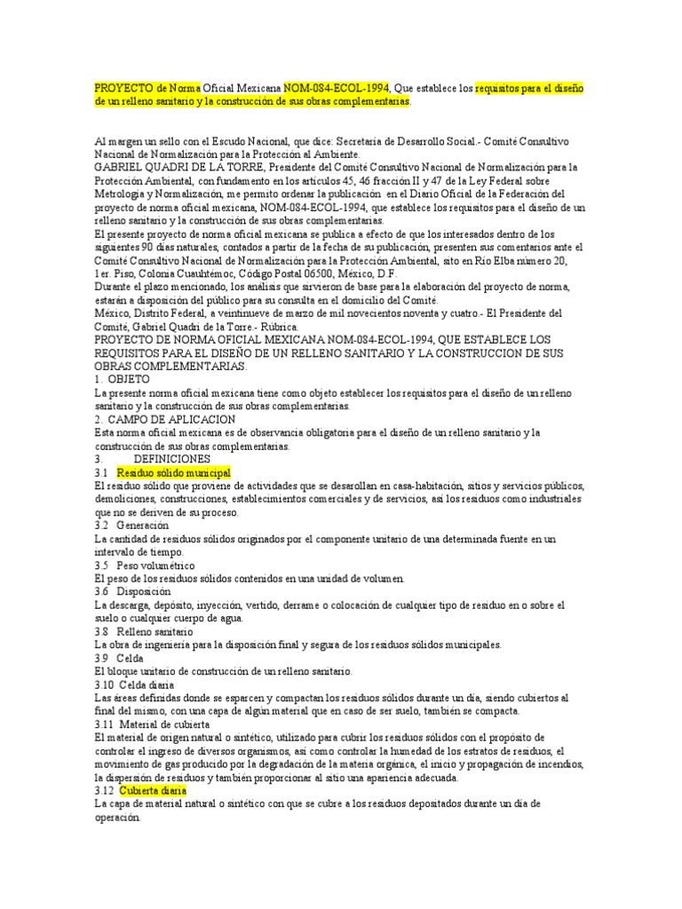 Requisitos para el diseño y construcción de rellenos sanitarios para la disposición final de ...