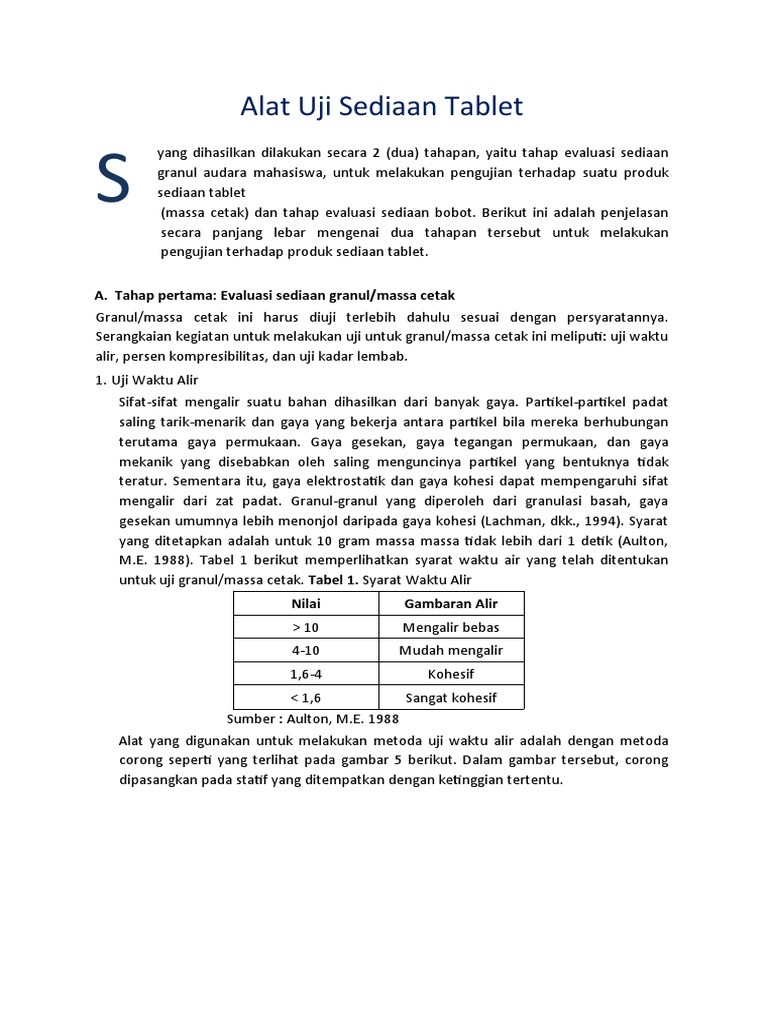 Alat Uji Sediaan Tablet | PDF