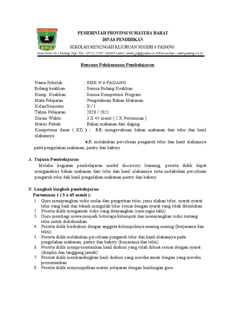 Contoh RPP (OK) KD V | PDF