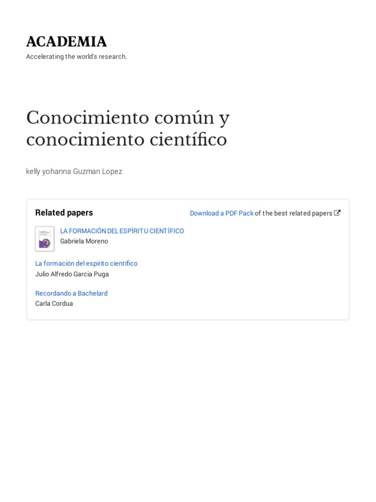 Conocimiento Comun y Conocimiento Cientifico With Cover Page v2 | PDF ...