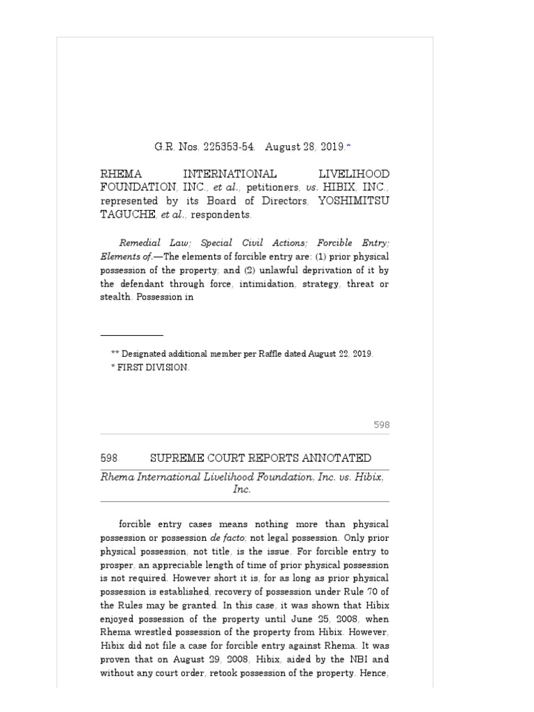 Rhema International Livelihood Foundation, Inc. vs. Hibix, Inc., 915 ...