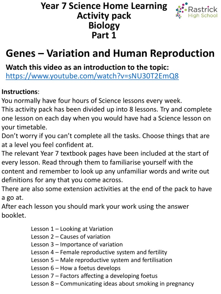 Yr 7 Genes Activity Pack Part 1 | PDF | Leaf | Reproductive System