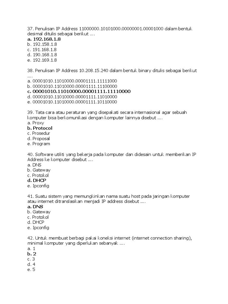 Konversi IP Address dan Protokol Jaringan | PDF | Komputer