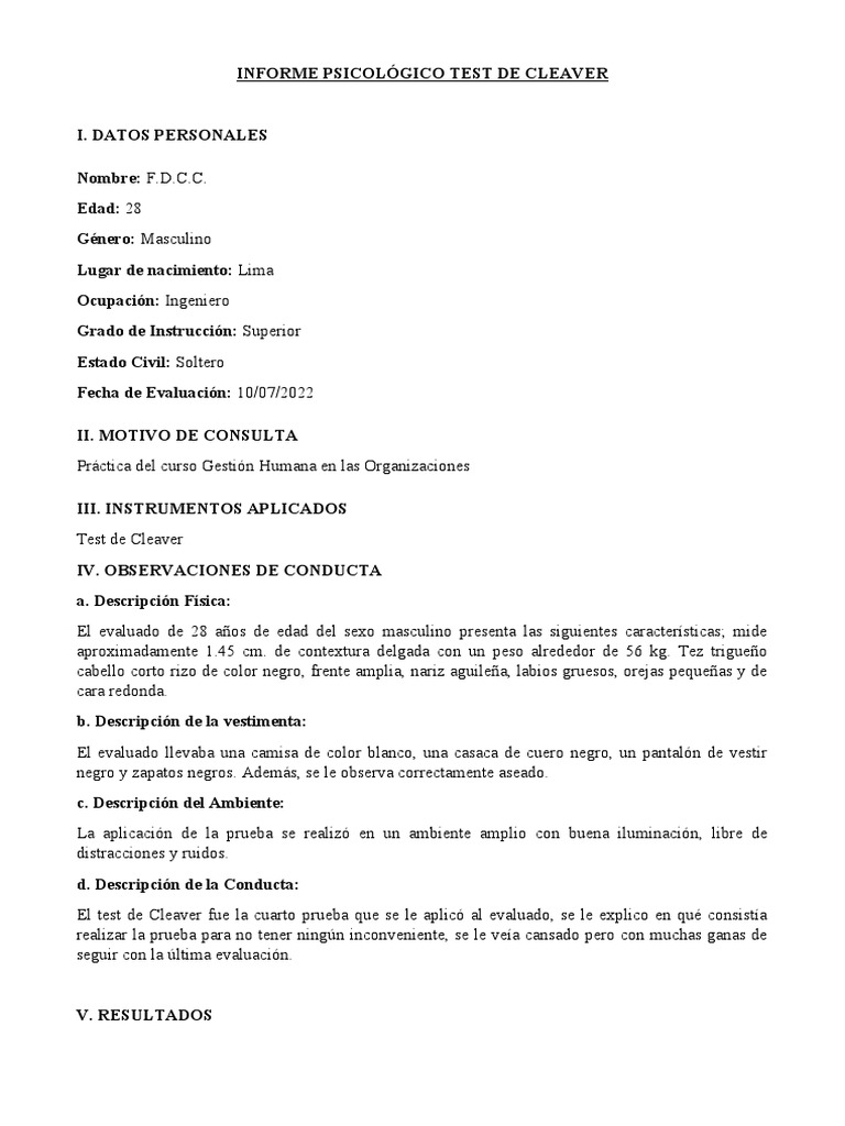 Test de Cleaver | PDF