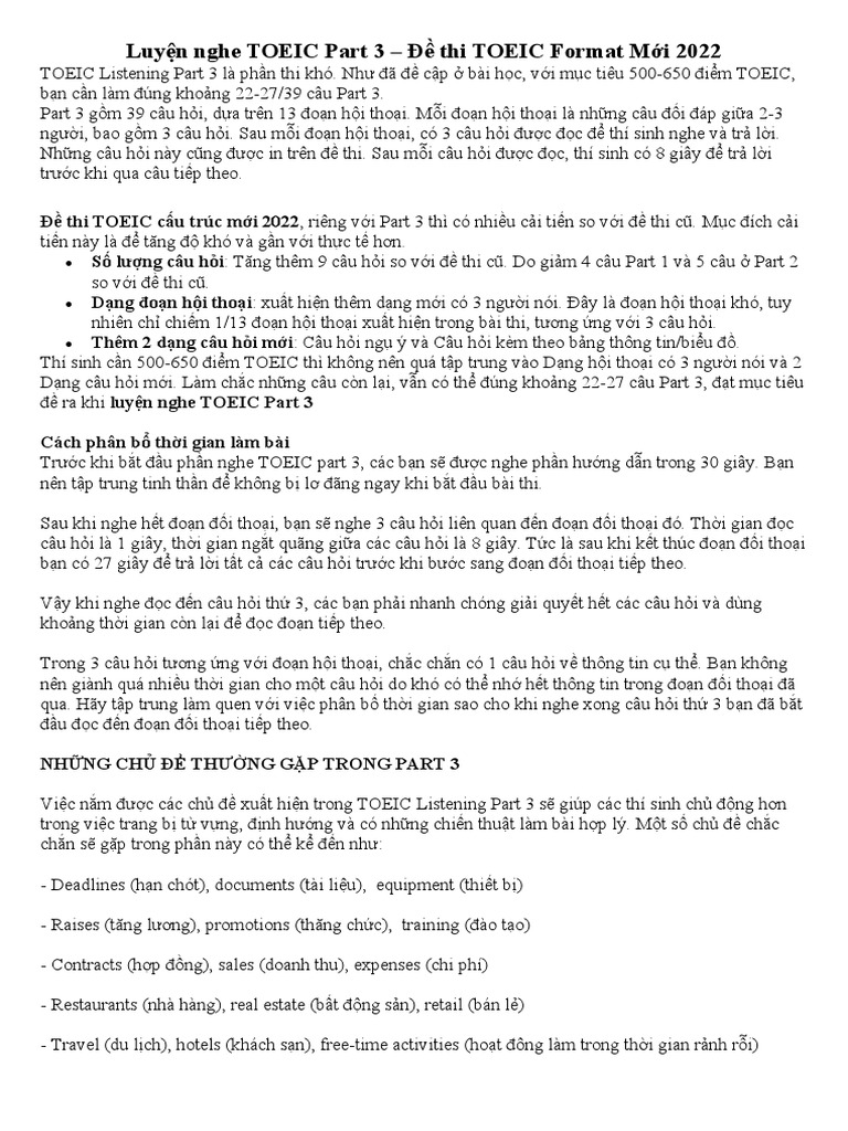 Cách Làm Toeic Part 3 | PDF
