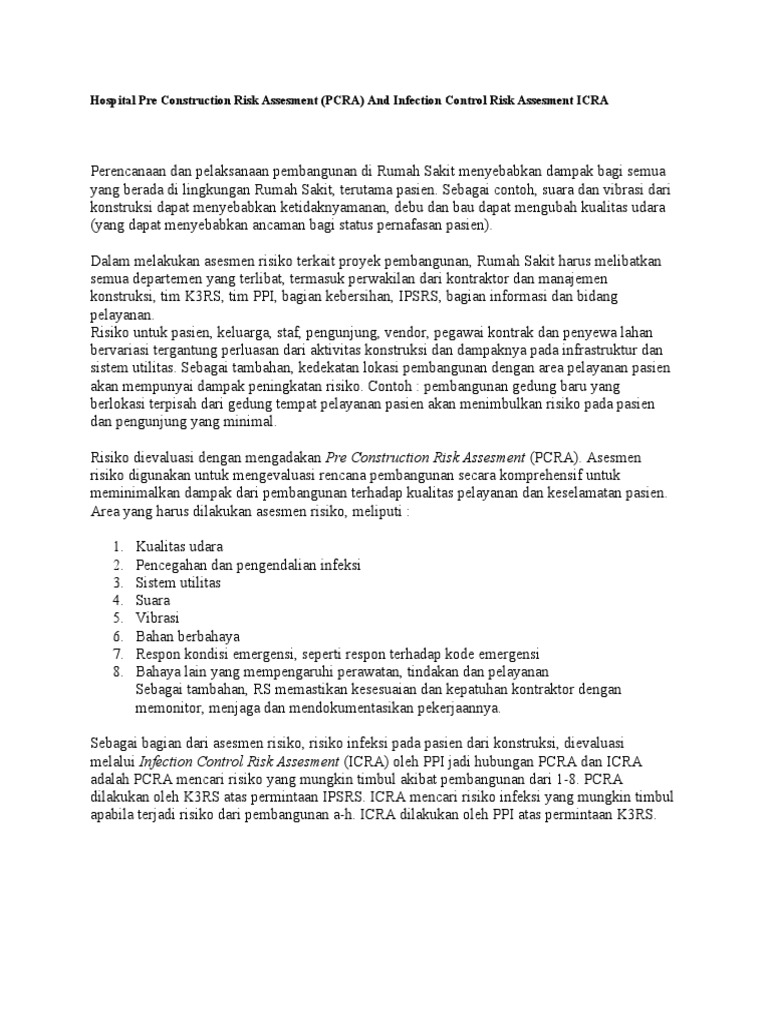 Hospital Pre Construction Risk Assesment | PDF