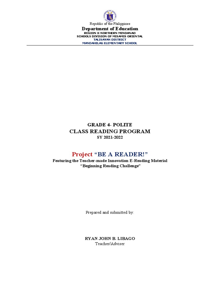 Grade 4 Class Reading Program | PDF | Educational Psychology | Applied ...