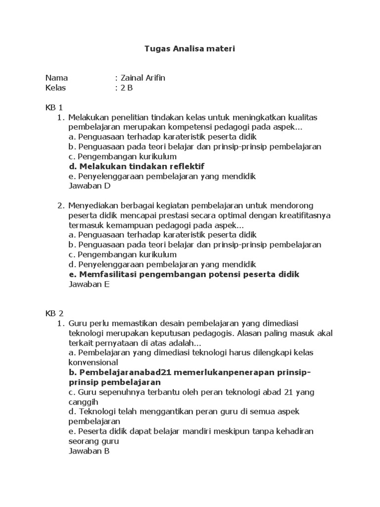 Tugas Analisa Materi | PDF | Karier & Perkembangan