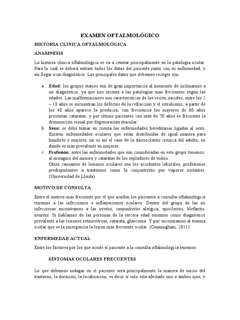 Examen Oftalmológico Completo | PDF | Ojo humano | Glaucoma