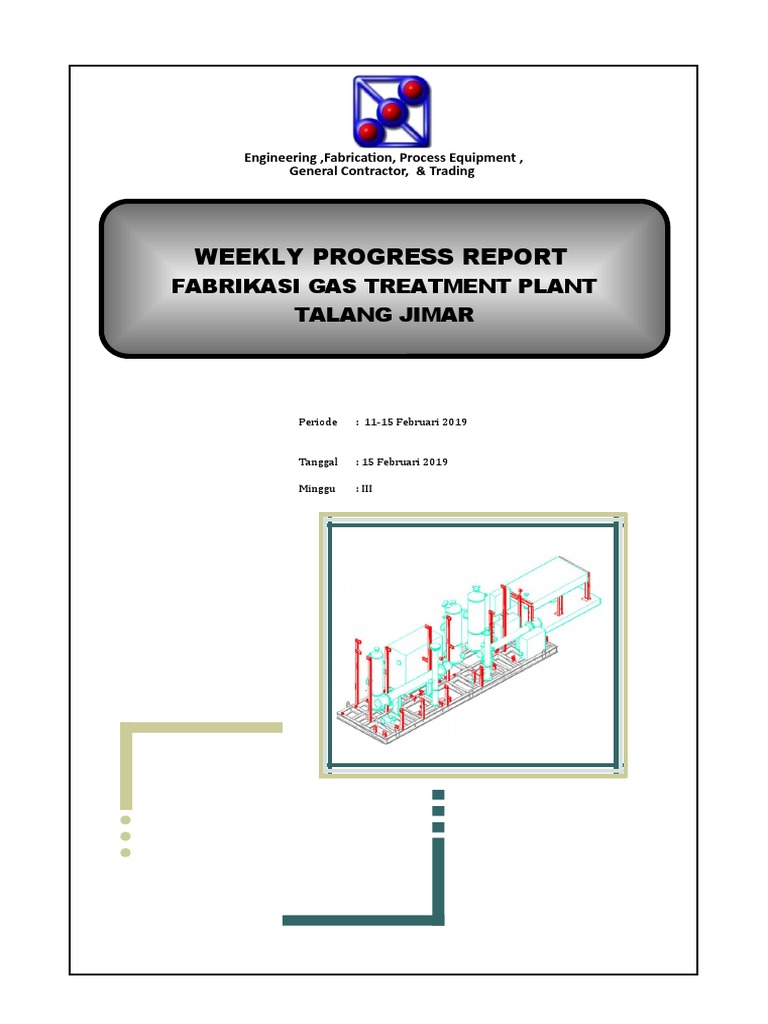Weekly Progress Report for Gas Treatment Plant Fabrication | PDF ...