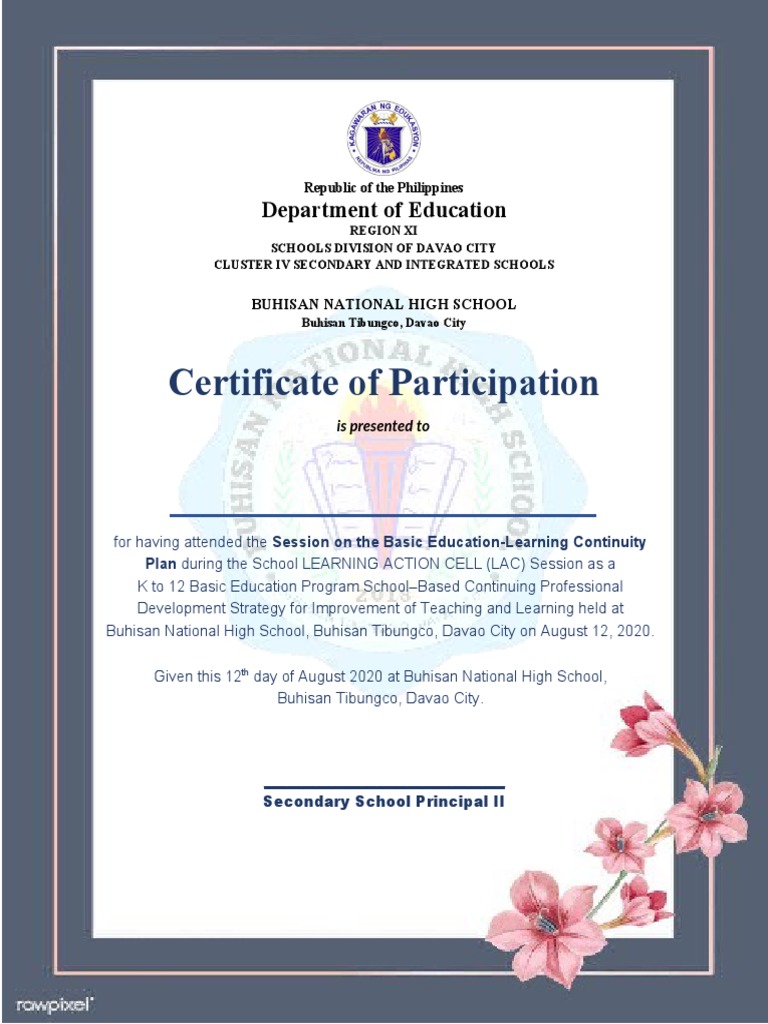Certificate LAC Session 1 | PDF