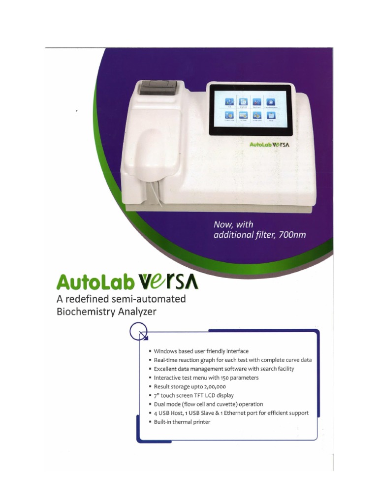 Autolab Versa Biochemistry Analyzer Pdf