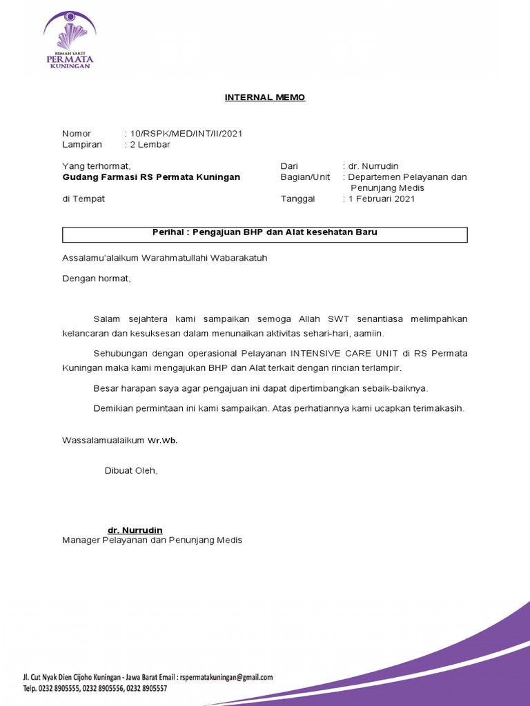 Internal Memo BHP ICU NICU | PDF