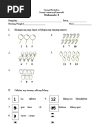 Matematika 1 - Unang Lingguhang Pagsusulit - Q1 | PDF
