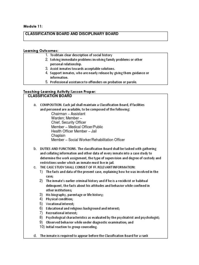 6.1 Classification Board and Disciplinary Board | PDF | Solitary ...