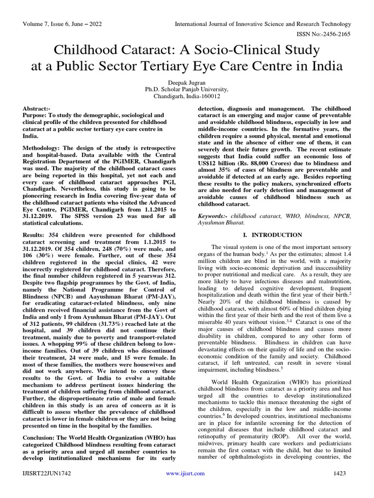 Childhood Cataract Study in India | PDF | Cataract | Visual Impairment