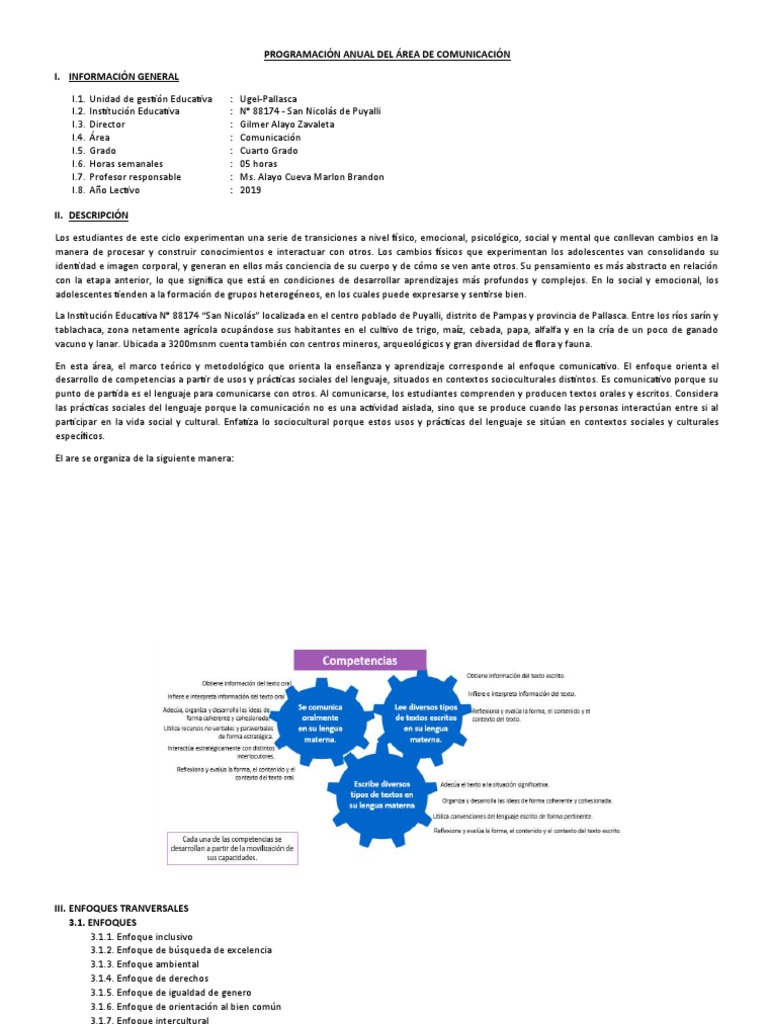 Pca Cuarto Grado Comunicacion | PDF | Evaluación | Aprendizaje