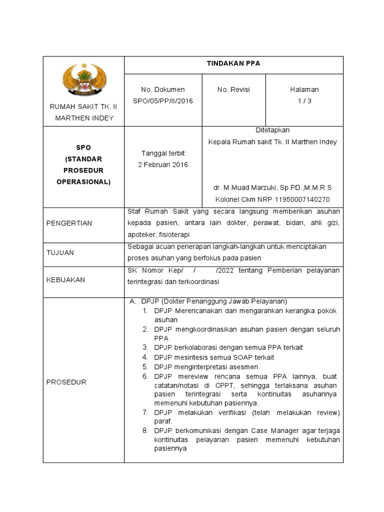 Pap 1.1 SOP Tindakan PPA | PDF