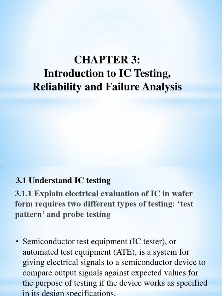 Introduction To IC Testing, Reliability and Failure Analysis | PDF ...