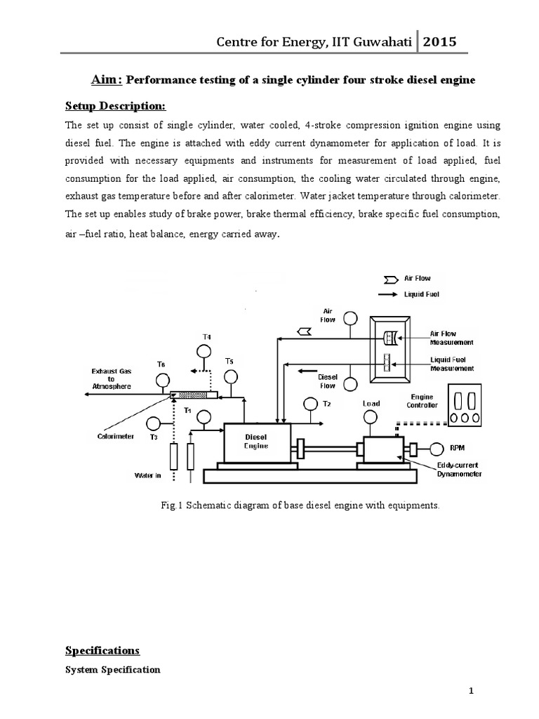 Performance Testing of Single Cylinder Four Stroke Diesel Engine | PDF ...