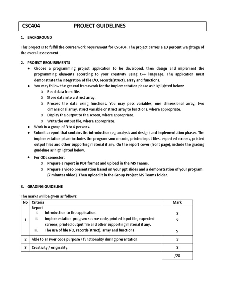 CSC404 Project Spec | PDF | Computer File | Programming