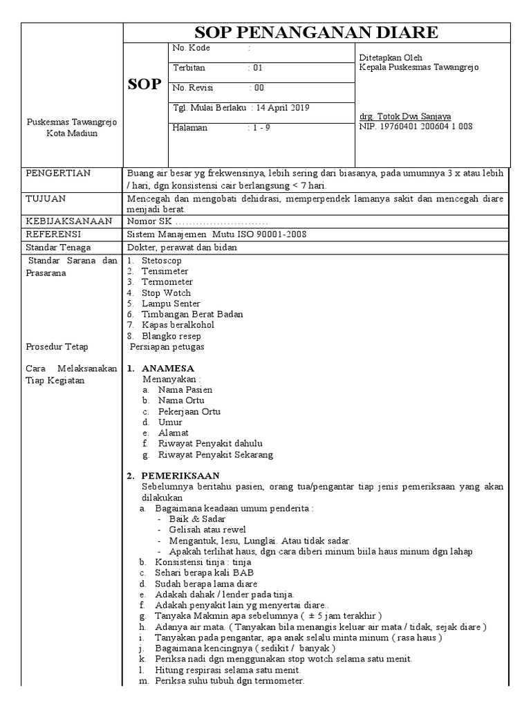 Sop Diare | PDF