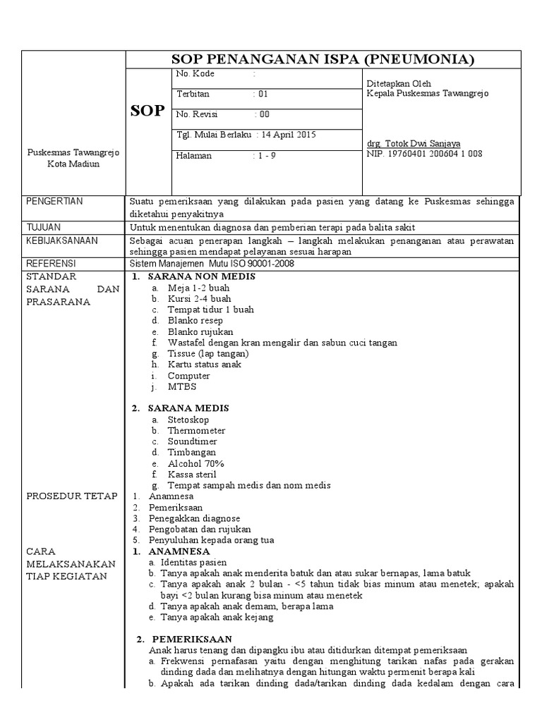 Sop Ispa Pneumonia | PDF