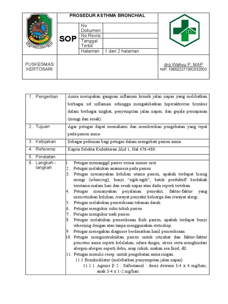 Sop Asthma Bronchial | PDF