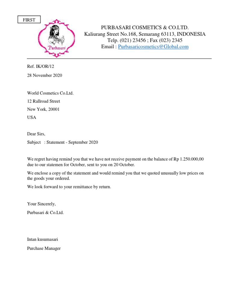 Collection Letter First Second Third & Fourth Reminders | PDF