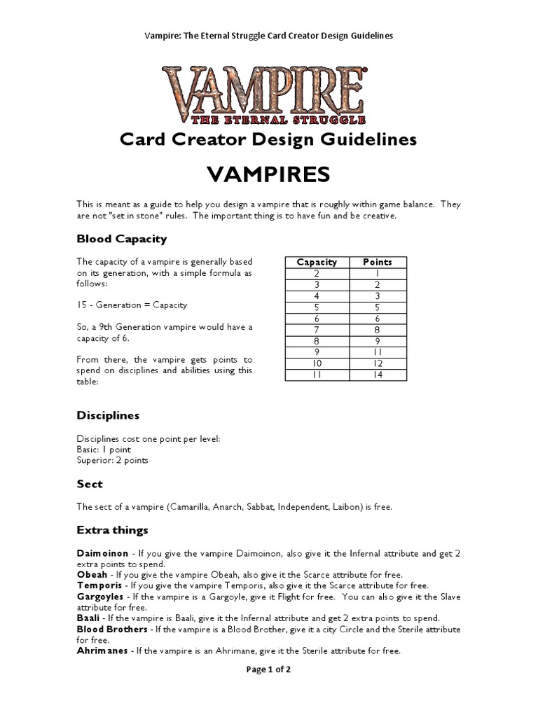 Vampires: Card Creator Design Guidelines | PDF | Tabletop Games | Vampires