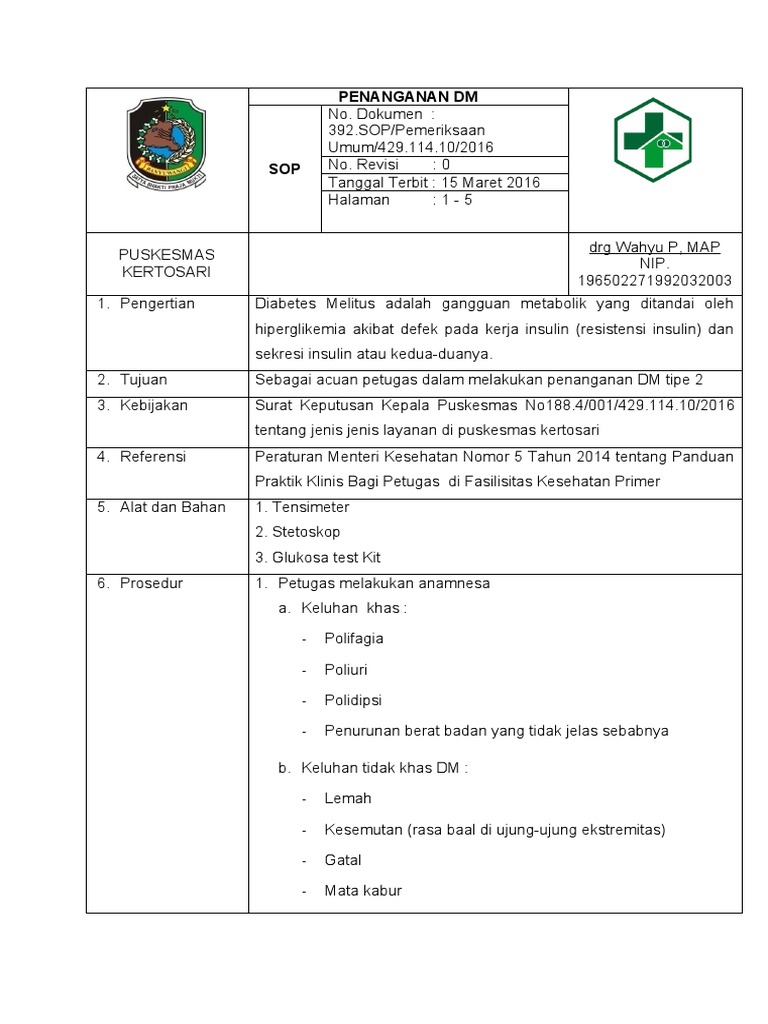Sop DM Tipe 2 | PDF | Pengembangan Diri | Kesehatan Holistik