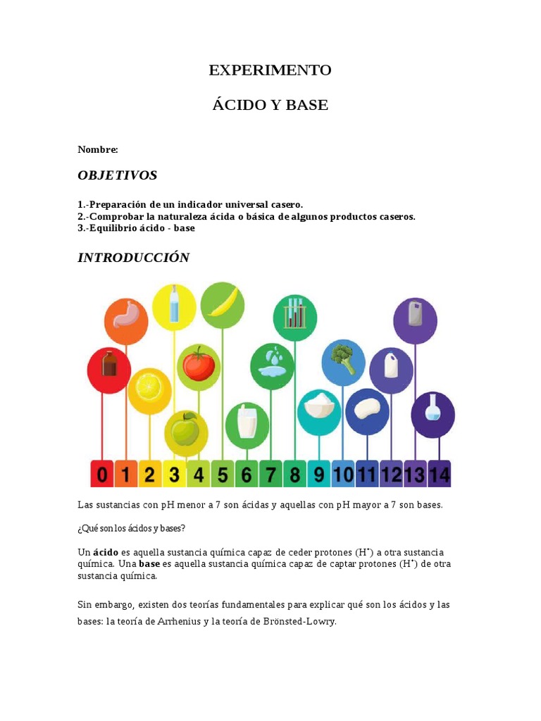 Experimento de Cido y Bases | PDF | Ácido | Ph