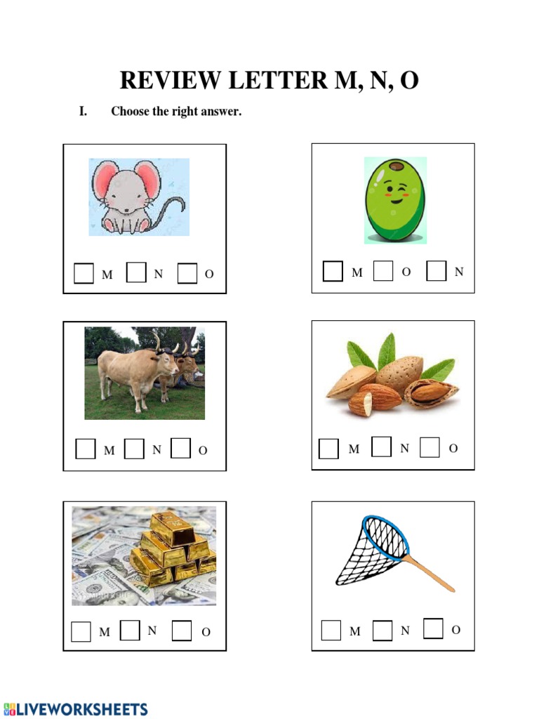 Review Letter M, N, O: I. Choose The Right Answer | PDF