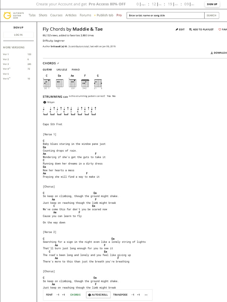 FLY CHORDS (Ver 3) by Maddie & Tae @ | PDF | Guitars | Musical Instruments