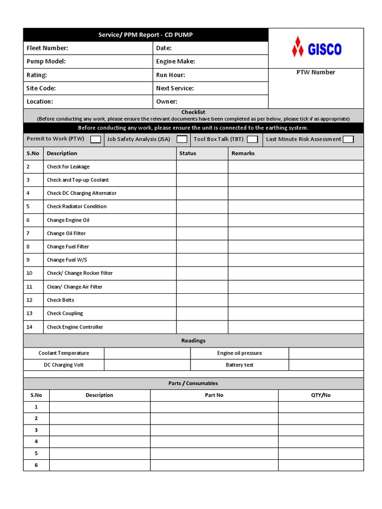 Service/ PPM Report - CD PUMP | PDF | Mechanical Engineering ...