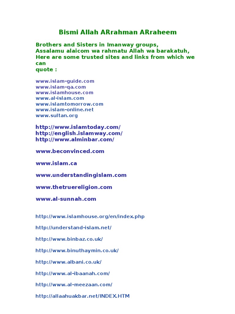 Trusted Islamic Resource Links | PDF | Quran | Islam