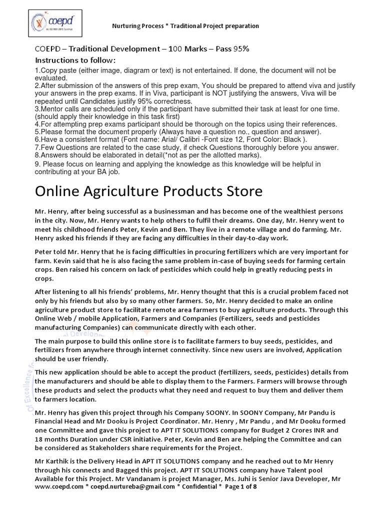 Online Agriculture Products Store: COEPD - Traditional Development ...