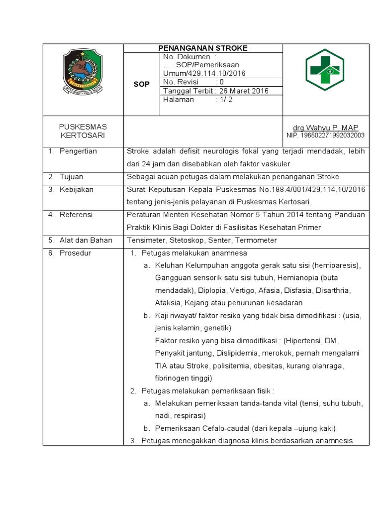 Sop Stroke Pdf