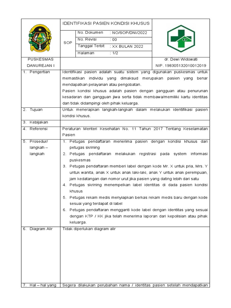 3.1 Dan 5.3.1 Sop Identifikasi Pasien Kondisi Khusus | PDF | Pengembangan Diri | Sains & Matematika