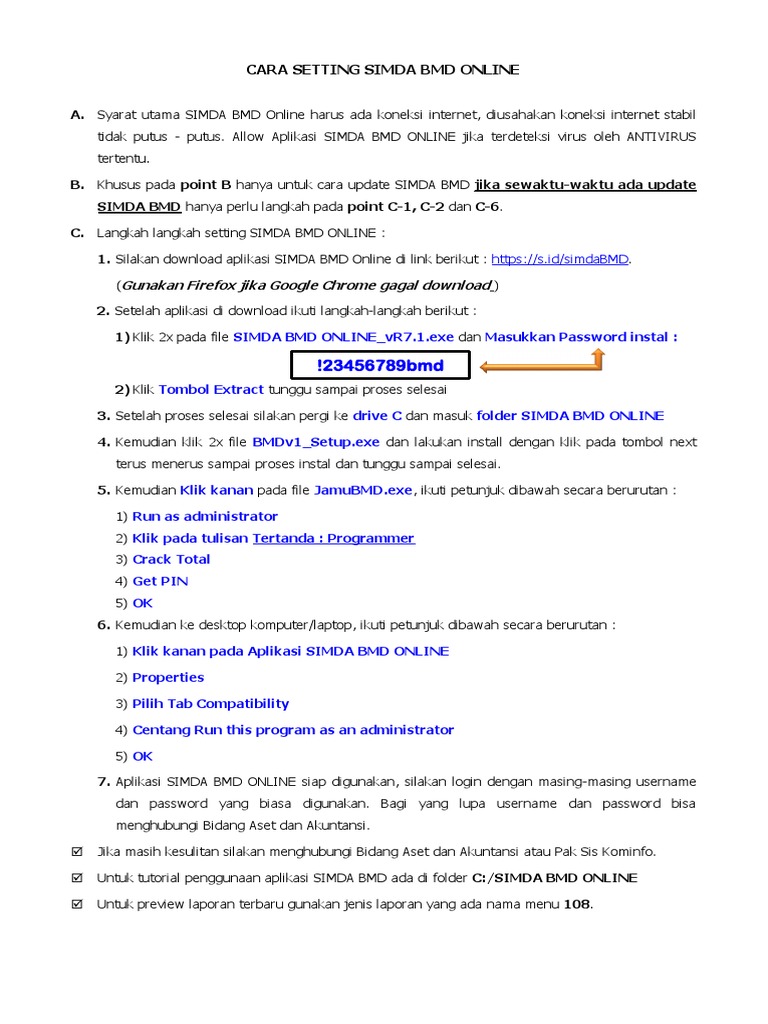 Setting Up SIMDA BMD Online | PDF
